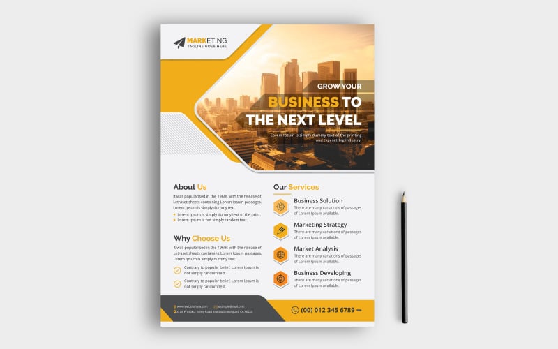 Stylish Modern Corporate Business Flyer, Leaflet Design Template with ...