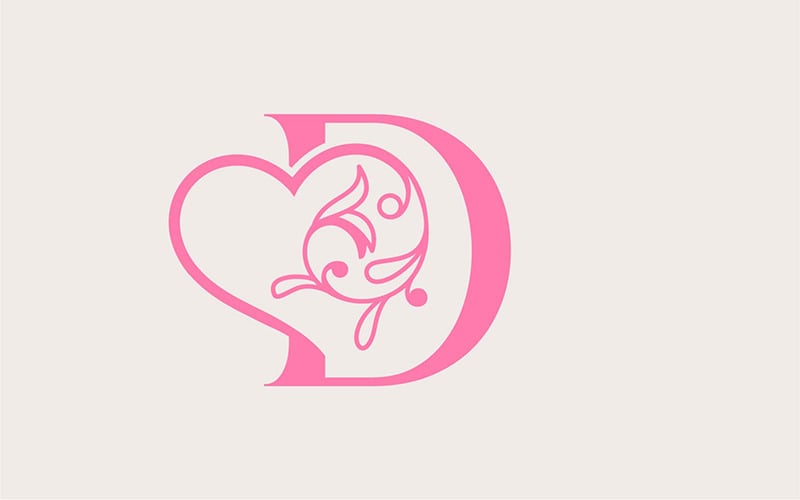 Heart Rose Gold Beauty Letter D #306540 - TemplateMonster