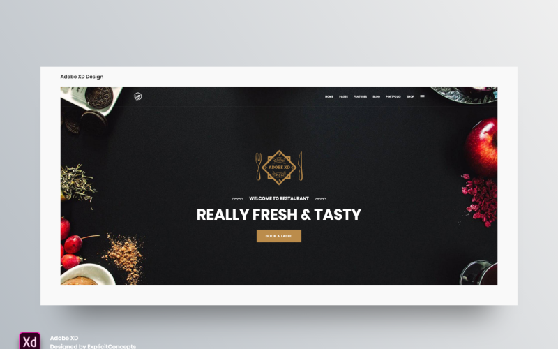 Hero Header Landing Page Adobe XD Template Vol 092