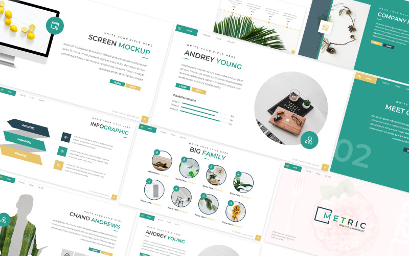 Plantilla de PowerPoint de concepto creativo métrico