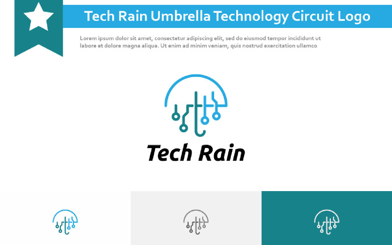 Tech Rain Umbrella Technology 电路线标志 #307221 - TemplateMonster
