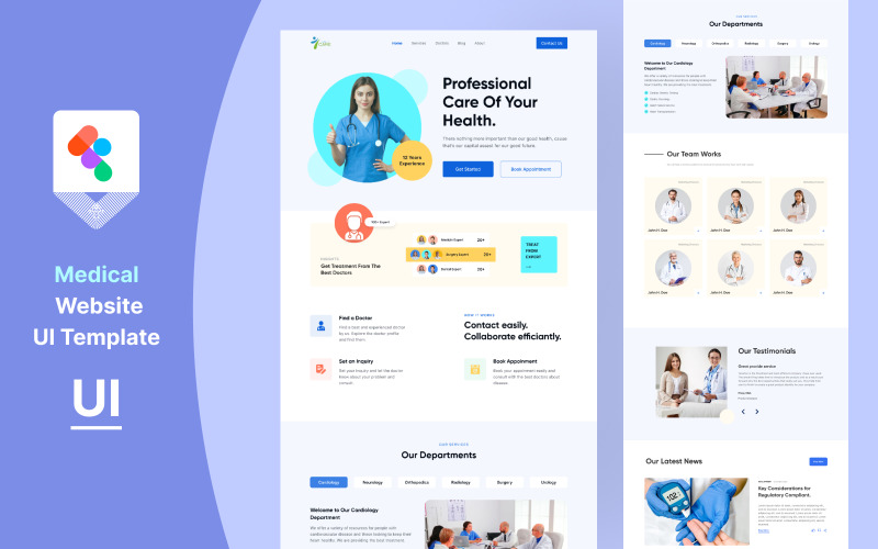 Modèle d'interface utilisateur de site Web médical