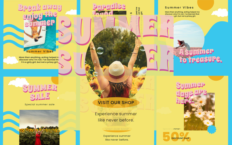 Summer Instagram Stories and Post Template - TemplateMonster