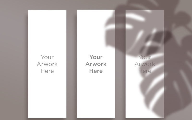 3 Leaflet Paper's Mockup With Leaf Shadow - TemplateMonster