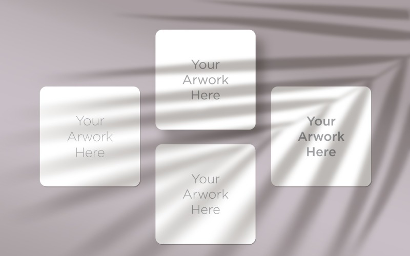 4 Rounded Corner Square papers Mockup - TemplateMonster