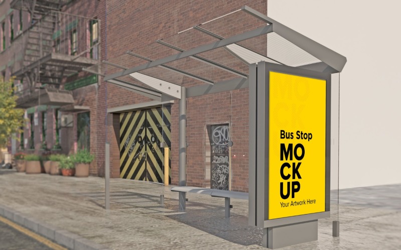 Road Bus Stop Sign mockup #307674 - TemplateMonster