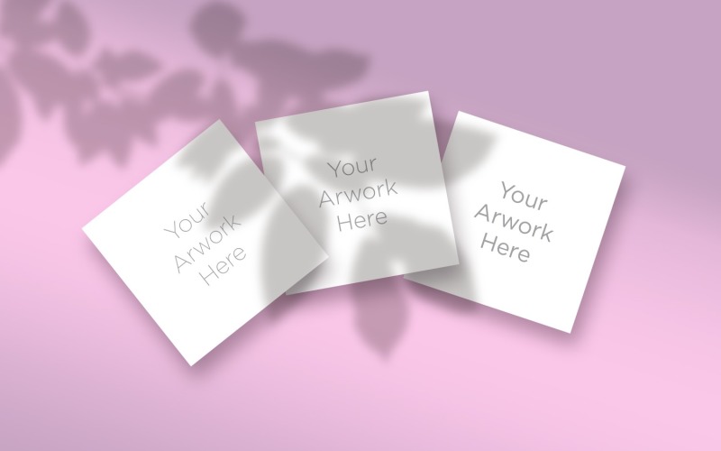 3 Square Paper's Mockup With Leaf Shadow - TemplateMonster