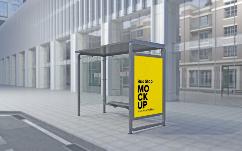 Evening View Bus Stop Billboard mockup Template
