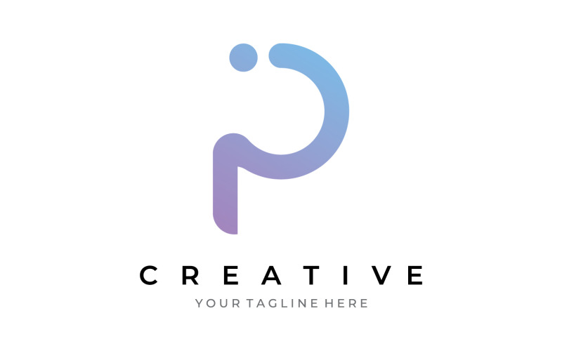 Logotipo de letra inicial P y vector de símbolo 1
