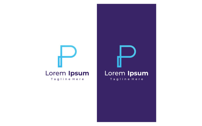 Logotipo de letra inicial P y vector de símbolo 6