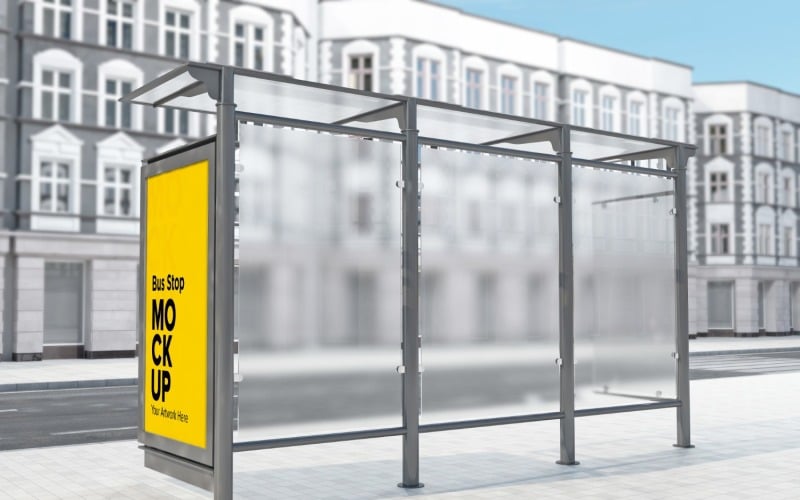 Classical Bus Stop Billboard mockup Template