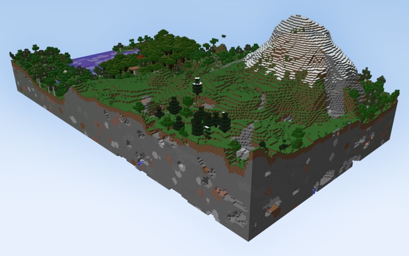 Plantilla de modelado 3D de mapa de paisaje de Minecraft