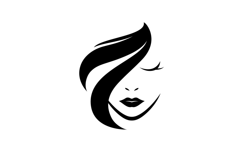 Mulher de cabelo e símbolos de logotipo de rosto V2