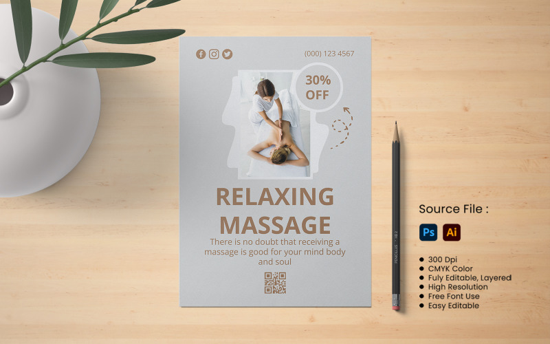 Relaxation Massage Flyer Template #308882 - TemplateMonster