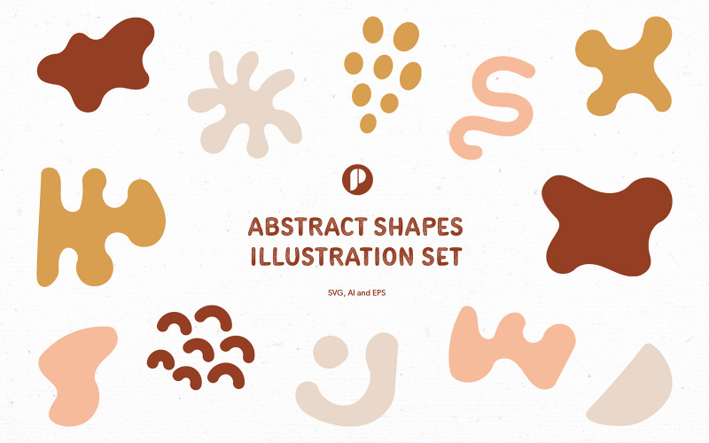 Warm tone abstract shapes illustration set - TemplateMonster