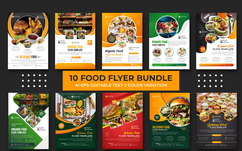 Delicious Food menu and restaurant flyer bundle. Organic healthy food ...