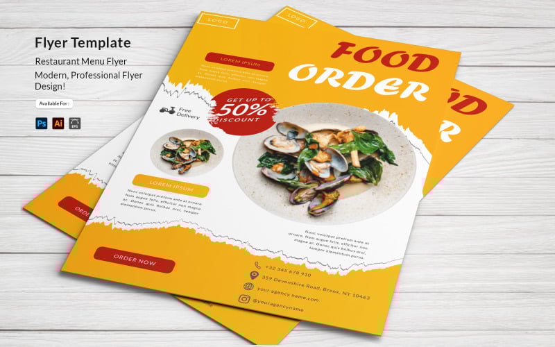 Food Order Restaurant Flyer Template - TemplateMonster