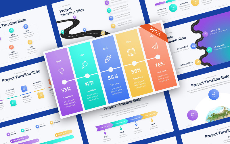 Modello PowerPoint - Cronologia aziendale - TemplateMonster