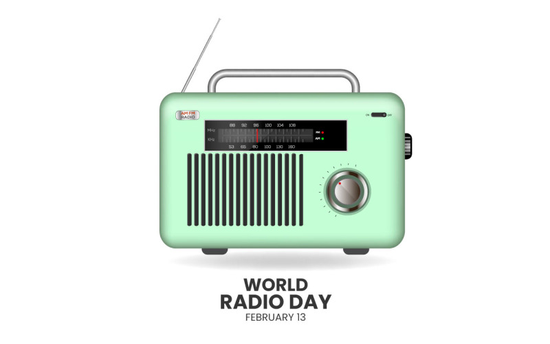 Vector world radio day with realistic radio design isolated on white ...