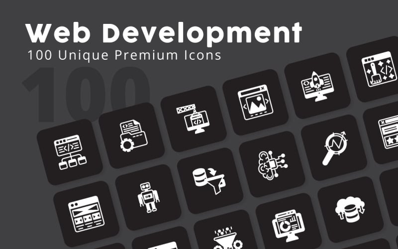 Web Development Unique Glyph Icons #310011 - TemplateMonster
