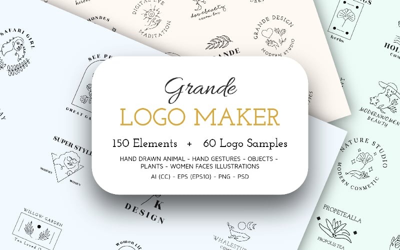 150 elementos - 60 modelos de logotipo Grande Logo Maker
