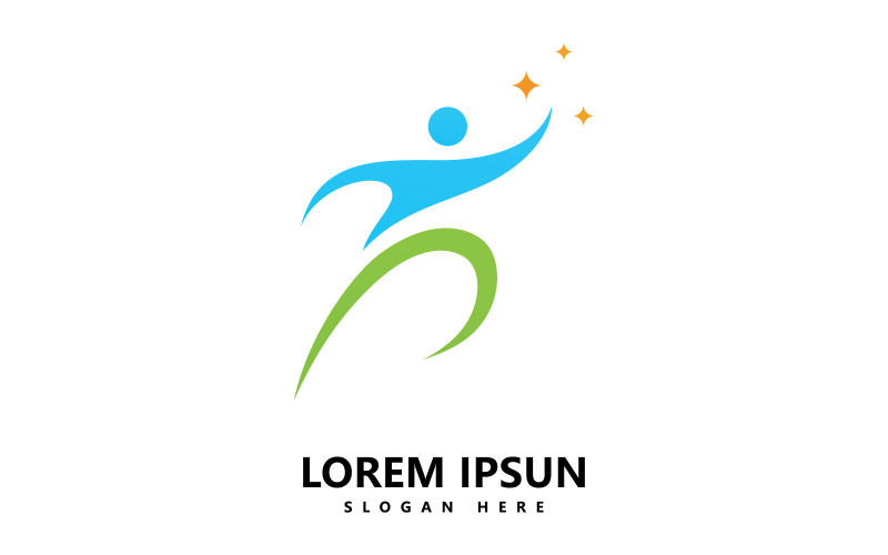 Gente exitosa Logo alcanzando la plantilla de vector de estrellas V7