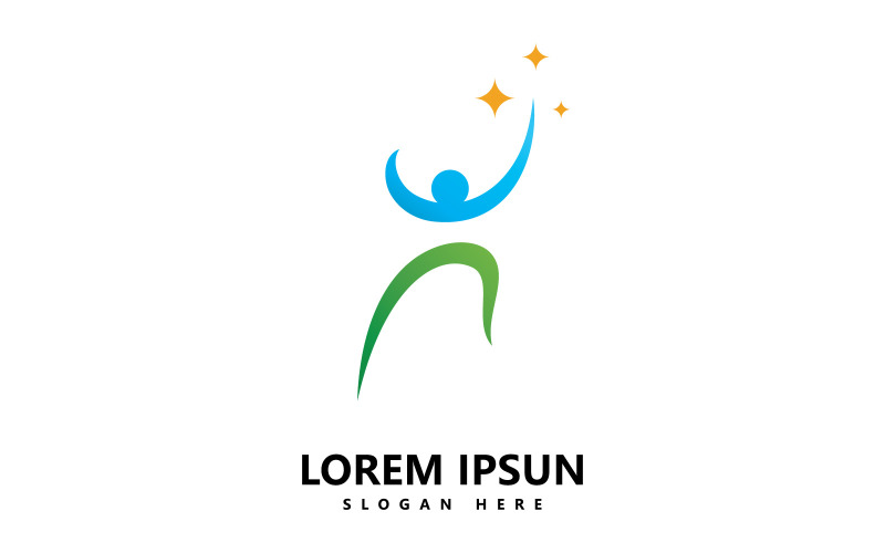 Successful people Logo reaching for the stars vector template V1