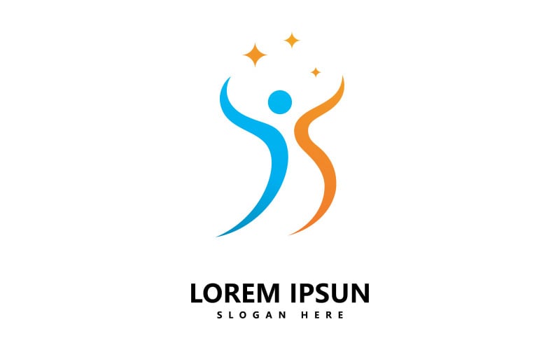 Successful people Logo reaching for the stars vector template V2