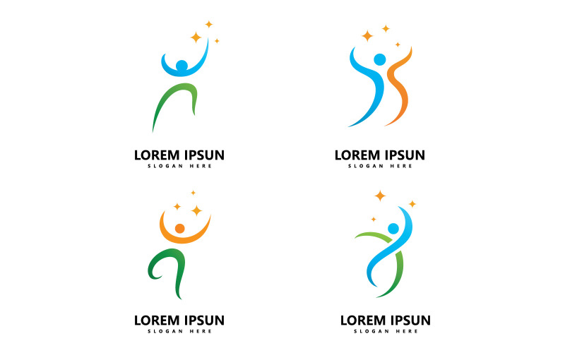 Successful people Logo reaching for the stars vector template V9