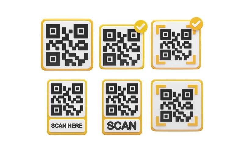 Icono de vector de código Qr Ilustración de representación 3D transparente