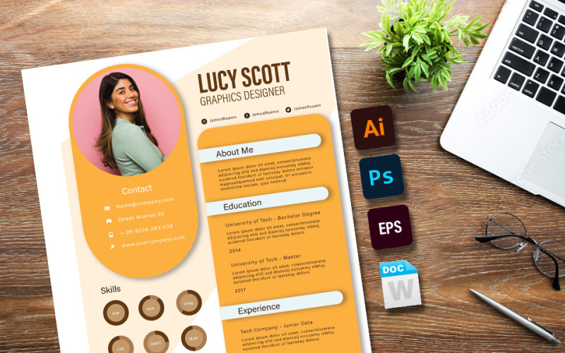 Modèle de CV professionnel de Lucy Scott-Morden | Imprimable