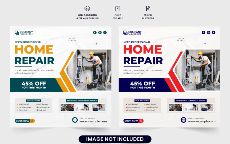 House construction social media post vector - TemplateMonster