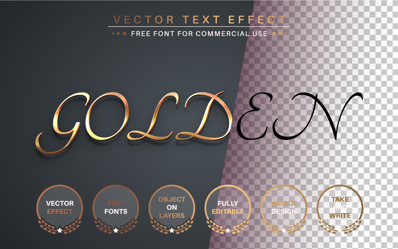 Dorado: efecto de texto editable, estilo de fuente