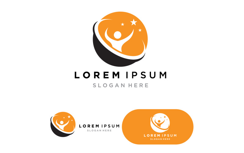 Logo de réussite des personnes et vecteur de symbole v1