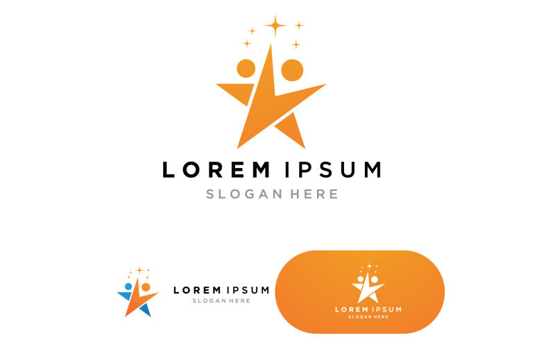 Gente estrella éxito logotipo símbolo vector v1