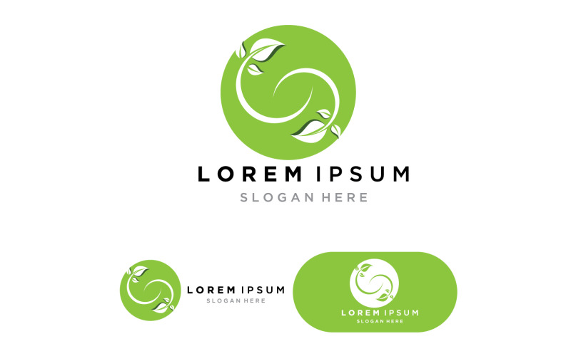 Logo vectoriel Eco Energy avec symbole de feuille. Couleur verte Nature v10