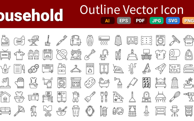 Household Icons Pack | AI | SVG | EPS - TemplateMonster