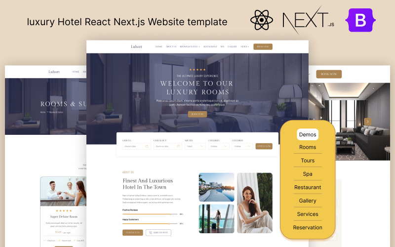 Luhort Luxury Hotel React Next js Website Template
