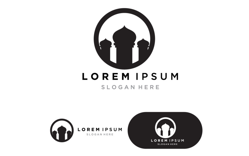 Cami Müslüman simge vektör tasarımı Çizim şablonu 5