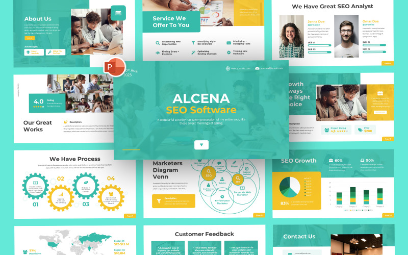 Alcena SEO Analizi PowerPoint Şablonu - TemplateMonster