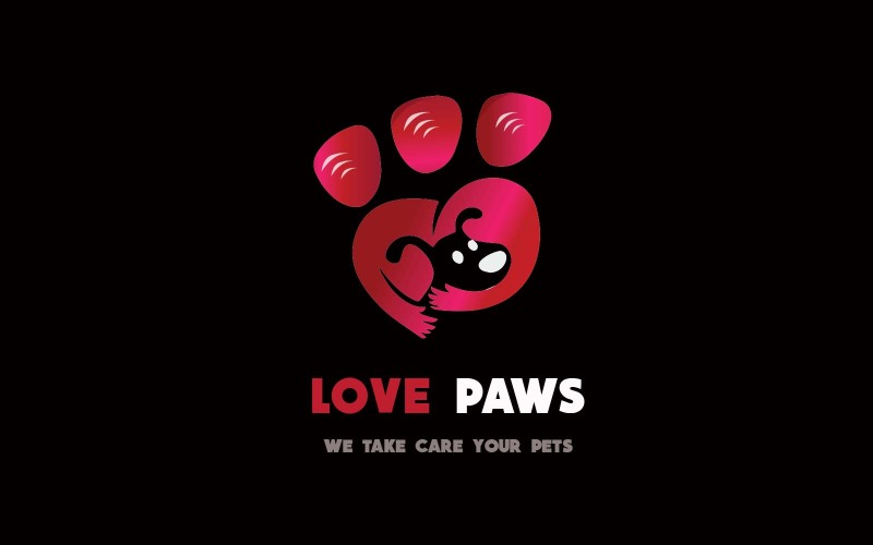 Veterinary love Paws Logo #312952 - TemplateMonster