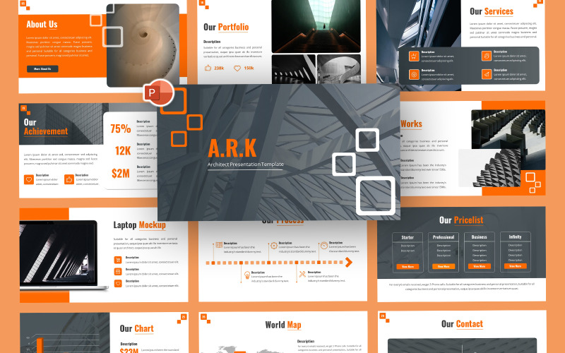 Ark Architecture PowerPoint Template - TemplateMonster