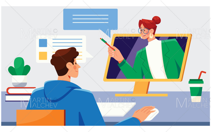 Illustration vectorielle de cours d'éducation en ligne