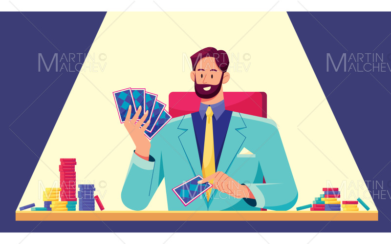 Illustration vectorielle professionnelle de joueur de poker