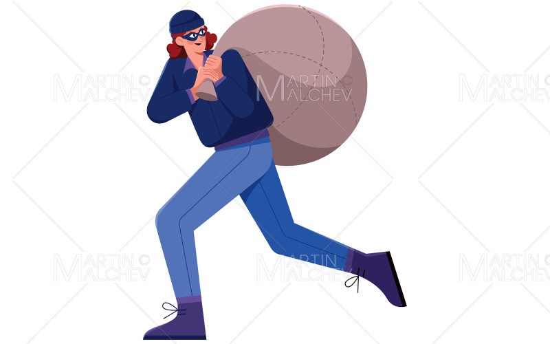 Ladrón, en, blanco, vector, ilustración - TemplateMonster