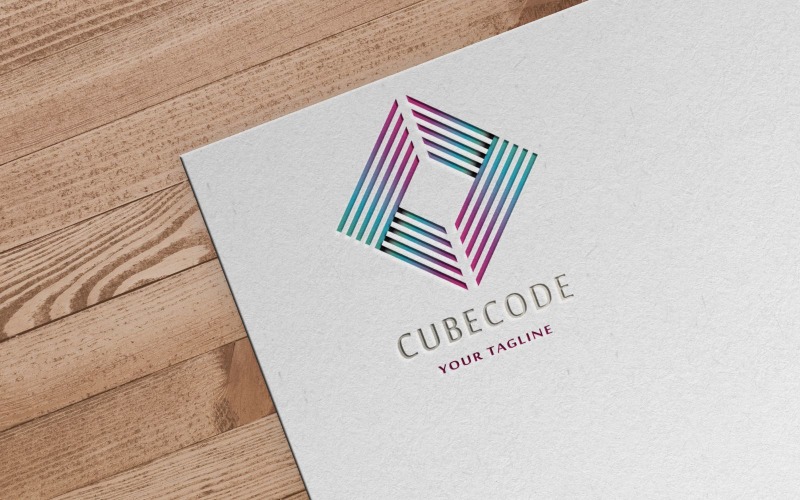 Vorlage für digitales Cube-Code-Logo - TemplateMonster