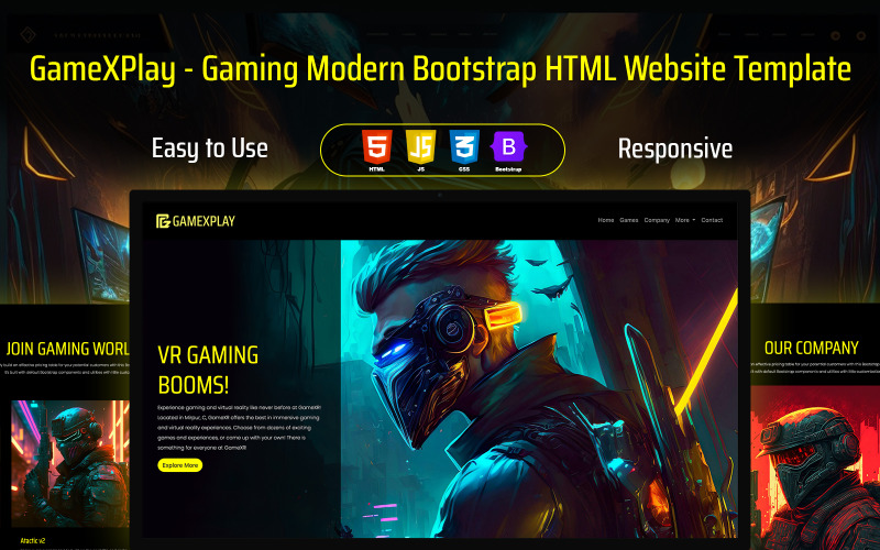 19+ Game Portal Bootstrap HTML-webbplatsmallar - TemplateMonster