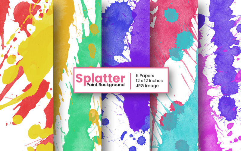 Abstract Paint Splatter Digital Paper Background and Watercolor ink ...