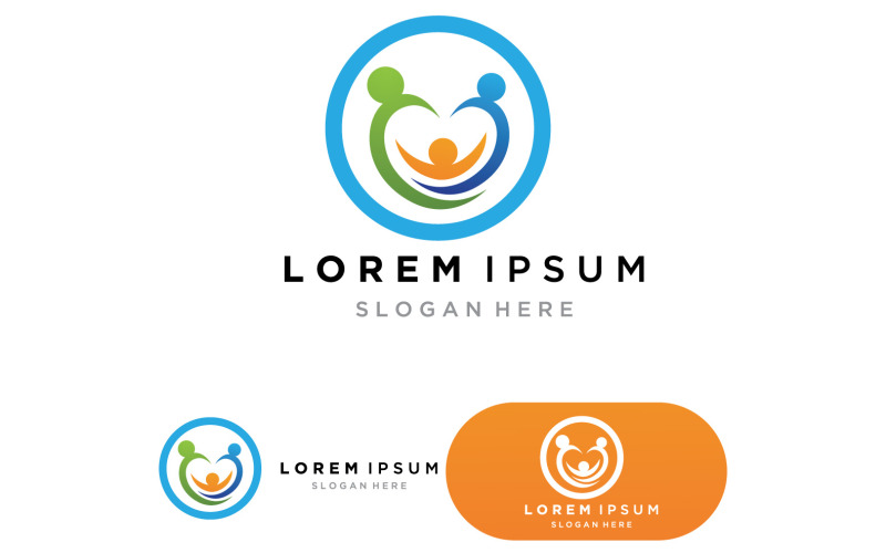 Adoption children illustration logo and symbol v7