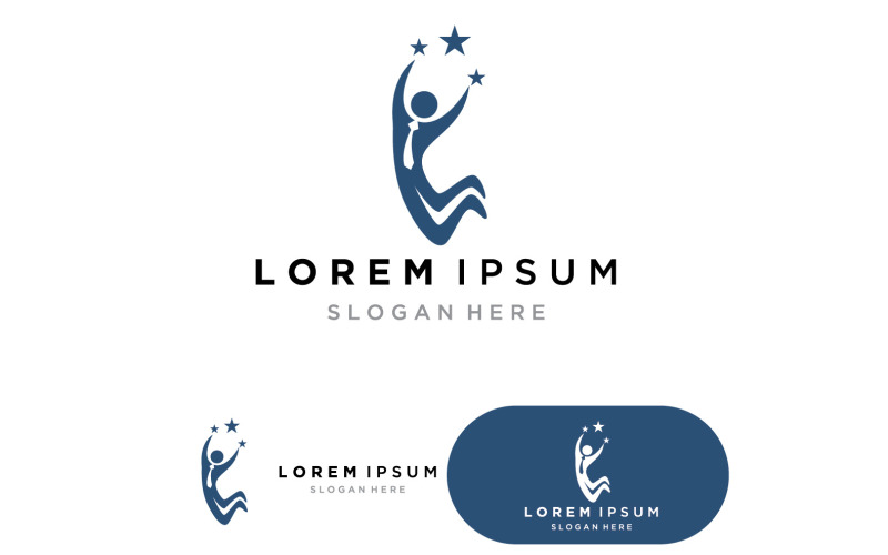 Gente estrella ilustración éxito logo y símbolo vector v11